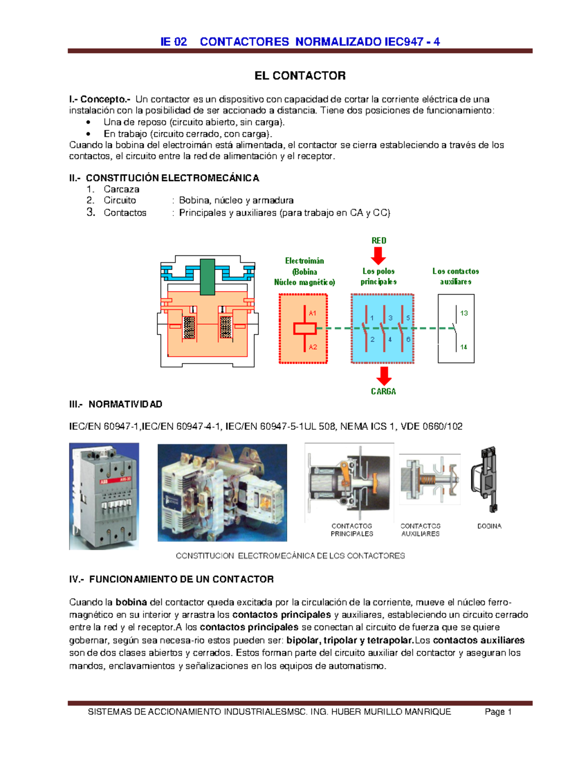 05 Contactores Normalizados segun la normativa que indica - EL ...