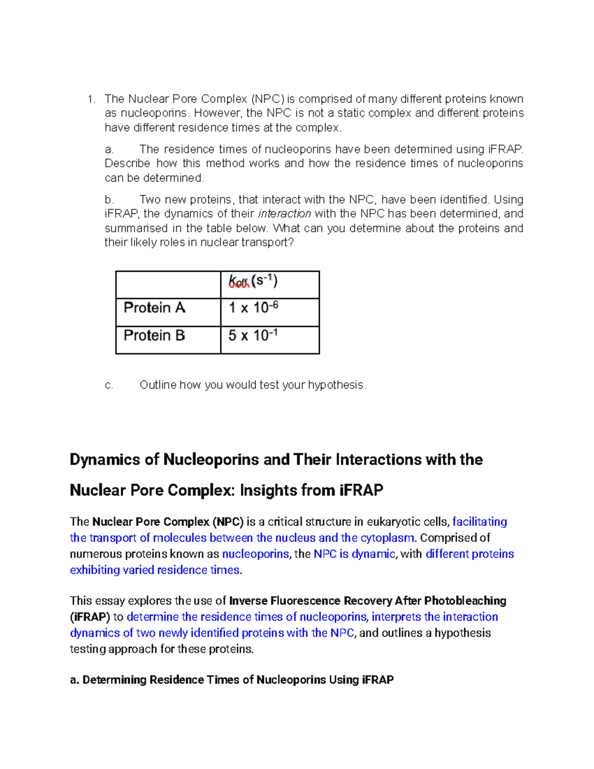NPC - questions on NPC - The Nuclear Pore Complex (NPC) is comprised of ...