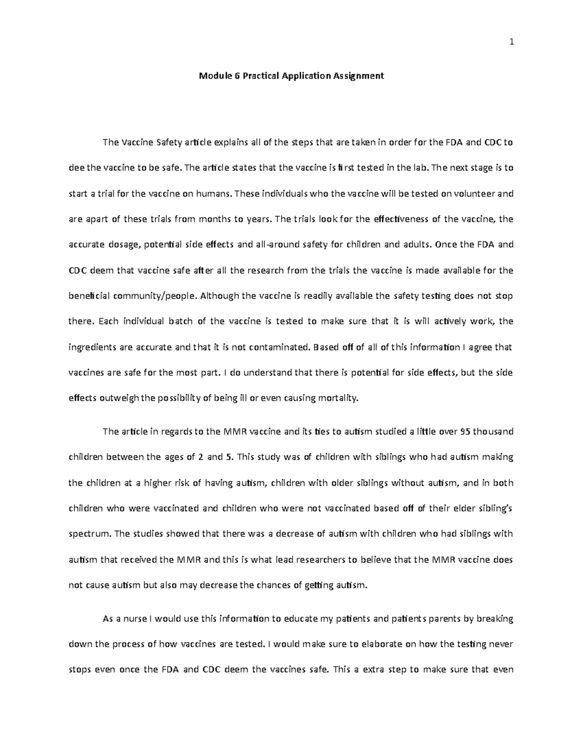 Module 6 Practical Application Assignment 1 Module 6 Practical Application Assignment The