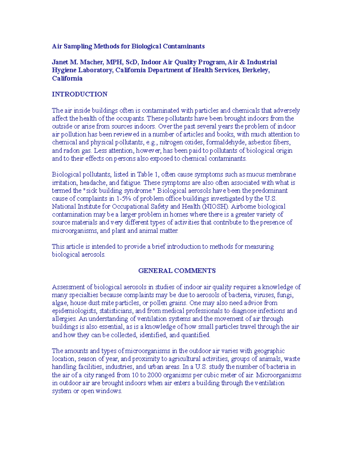 Iaq-sampling - Toolz Umazelaphi - Air Sampling Methods for Biological ...