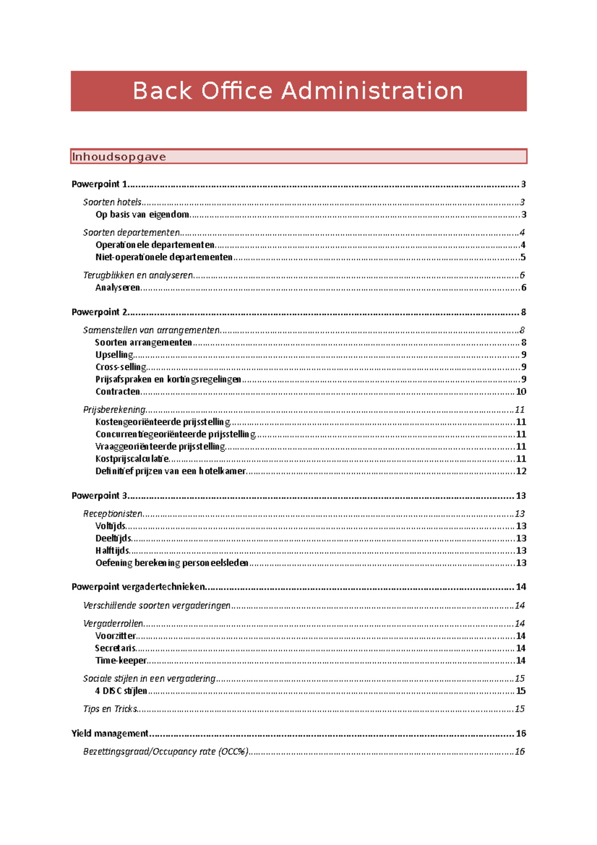 Back Office Administration Samenvatting - Back Office Administration Powerpoint - Studocu