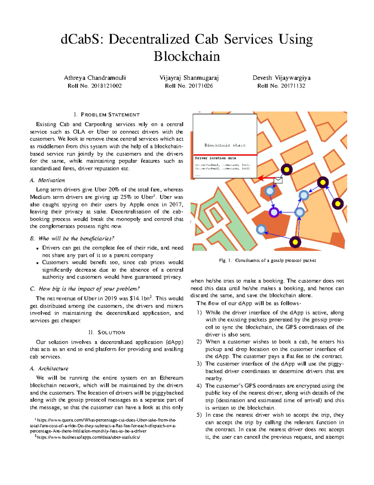 Blockchain usecase team1 - dCabS: Decentralized Cab Services Using ...