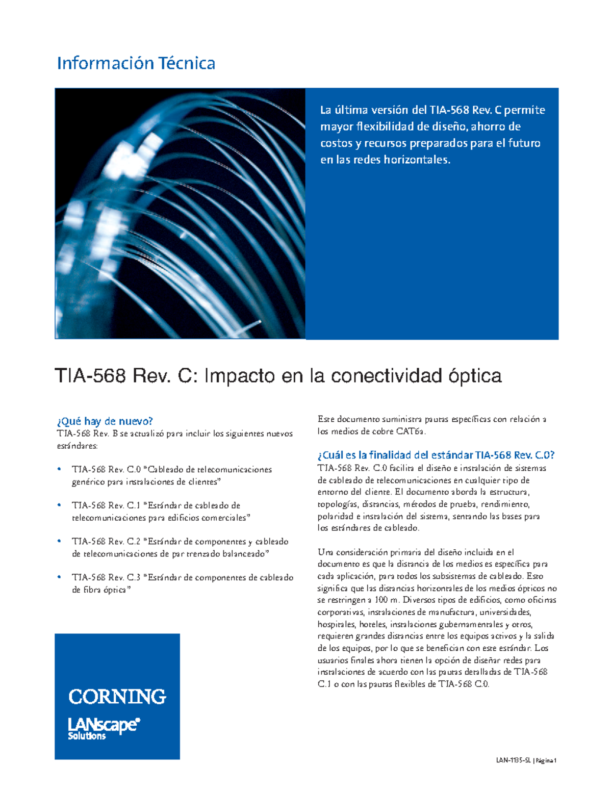TIA-568-C y Fibra Óptica (Corning) - La última versión del TIA-568 Rev. C permite mayor ...