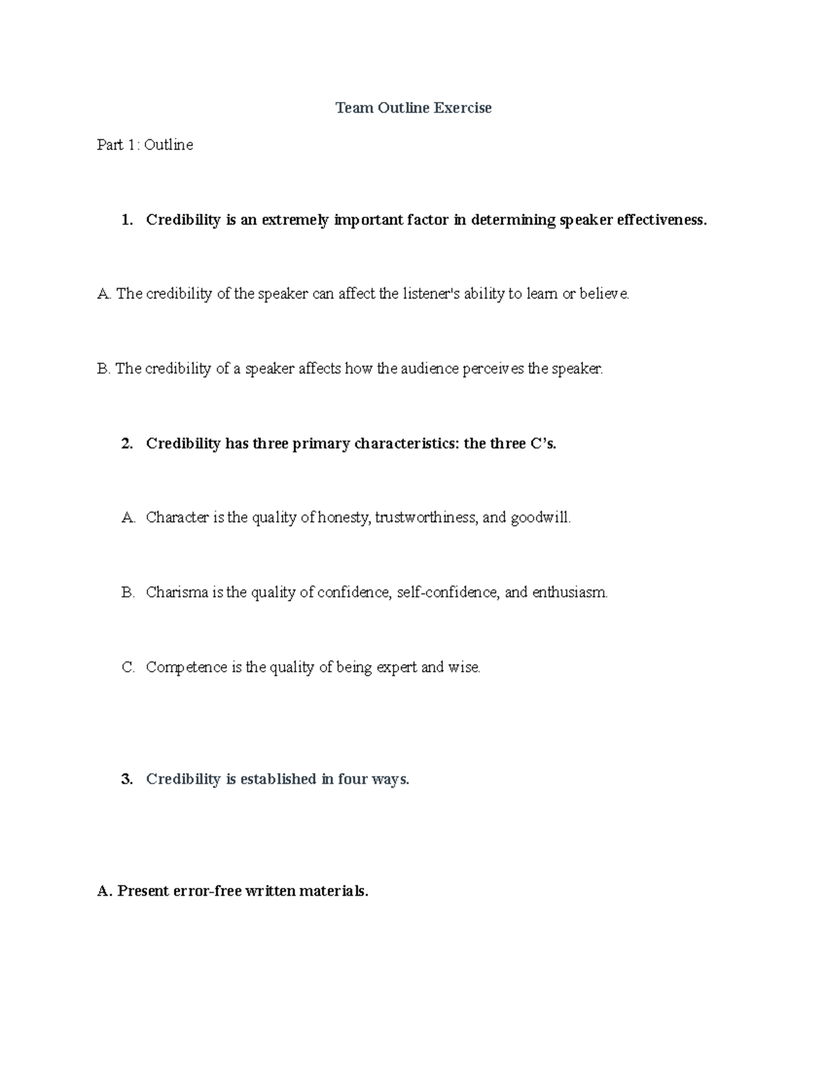 Team Outline Exercise - Course - Team Outline Exercise Part 1: Outline ...