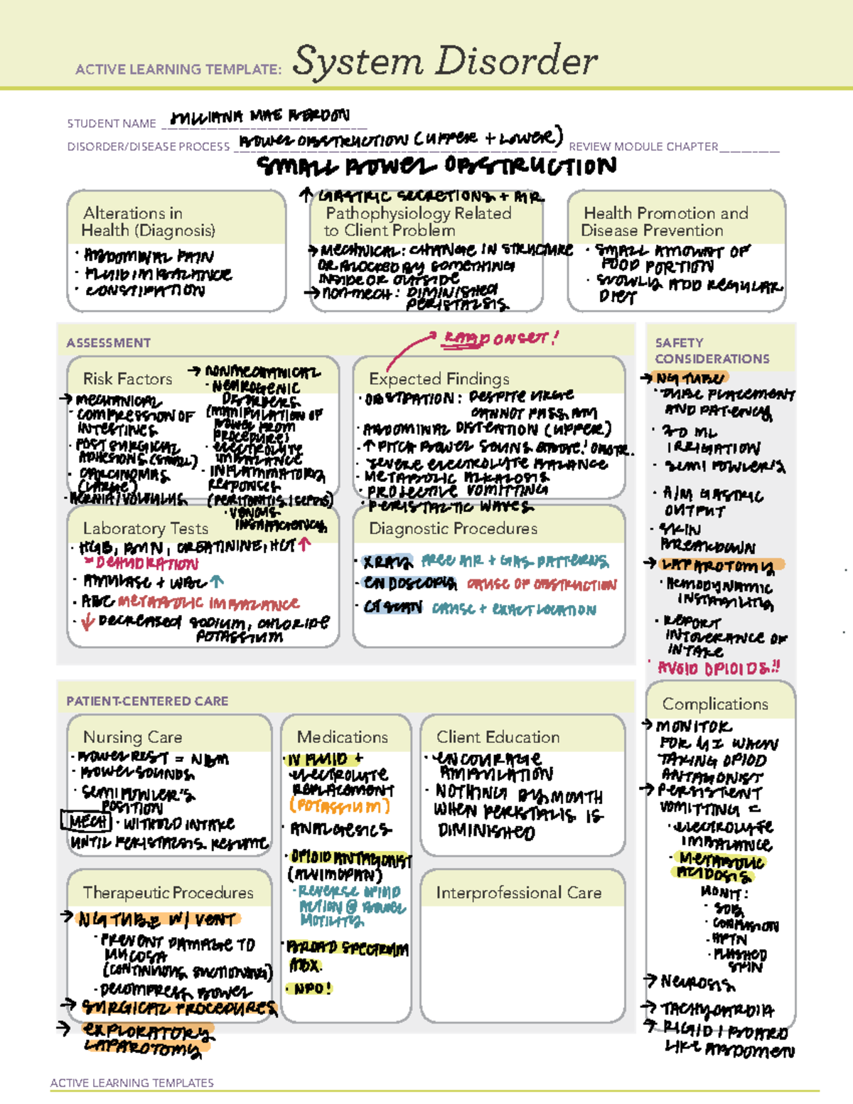 Small Bowel Obstruction - ACTIVE LEARNING TEMPLATES System Disorder ...