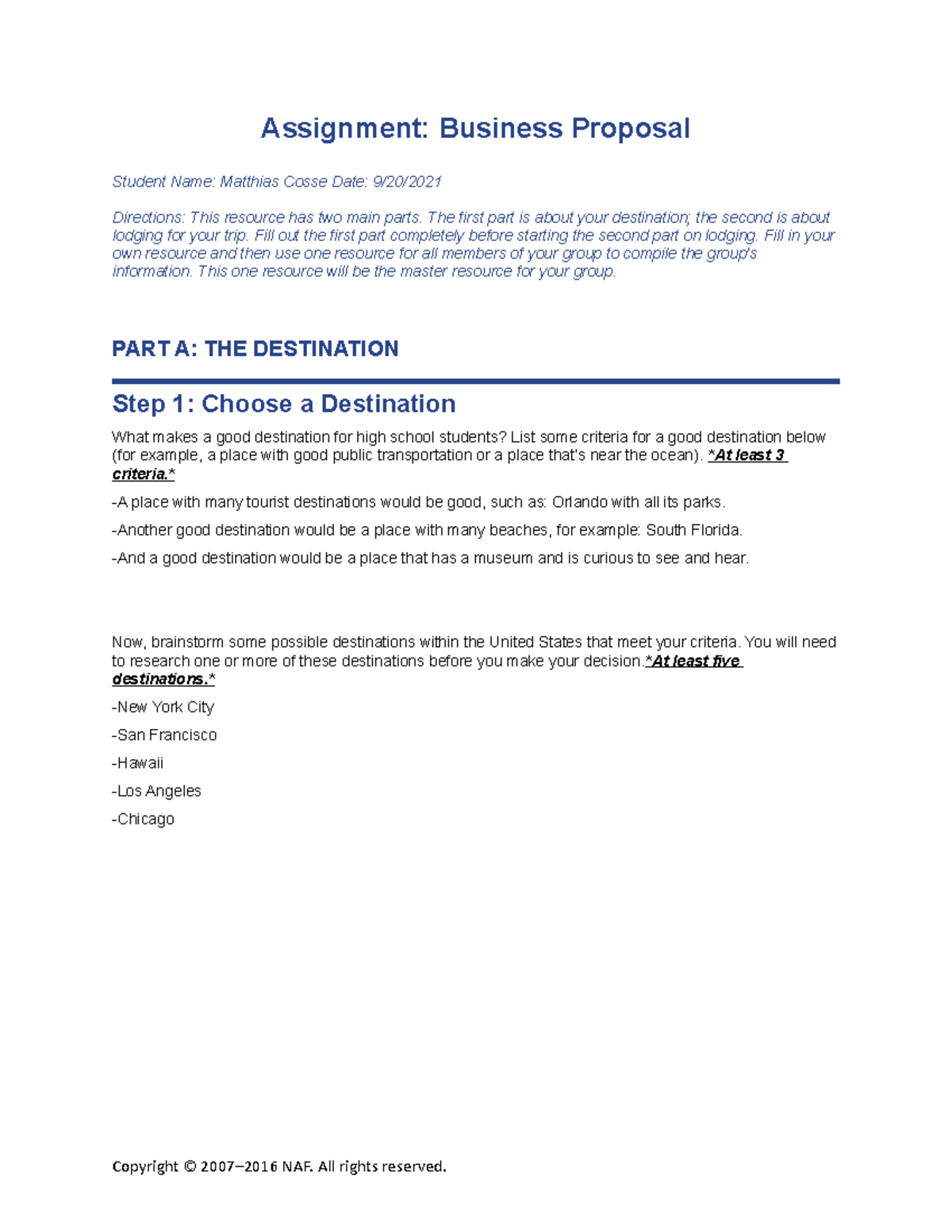 Assignment- Business Proposal - Assignment: Business Proposal Student ...