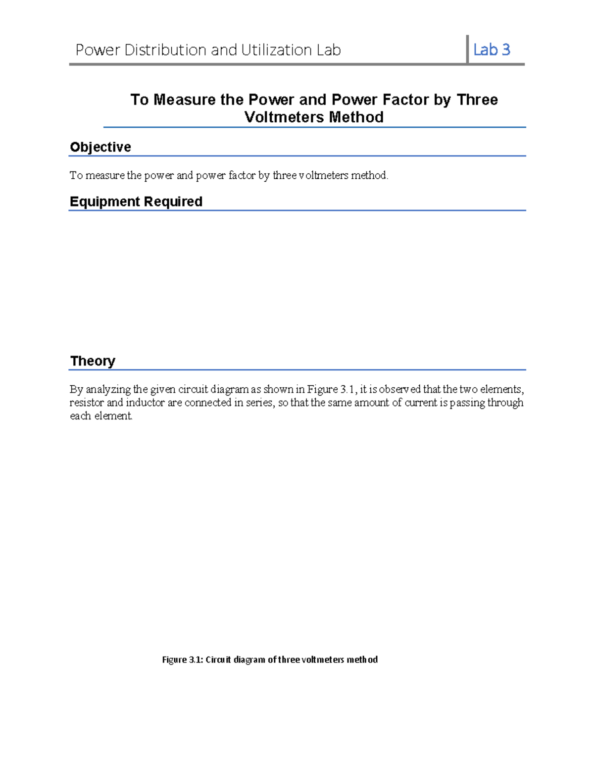 PDU3 - PDU Lab for power measurement using three voltmeter meter - To ...