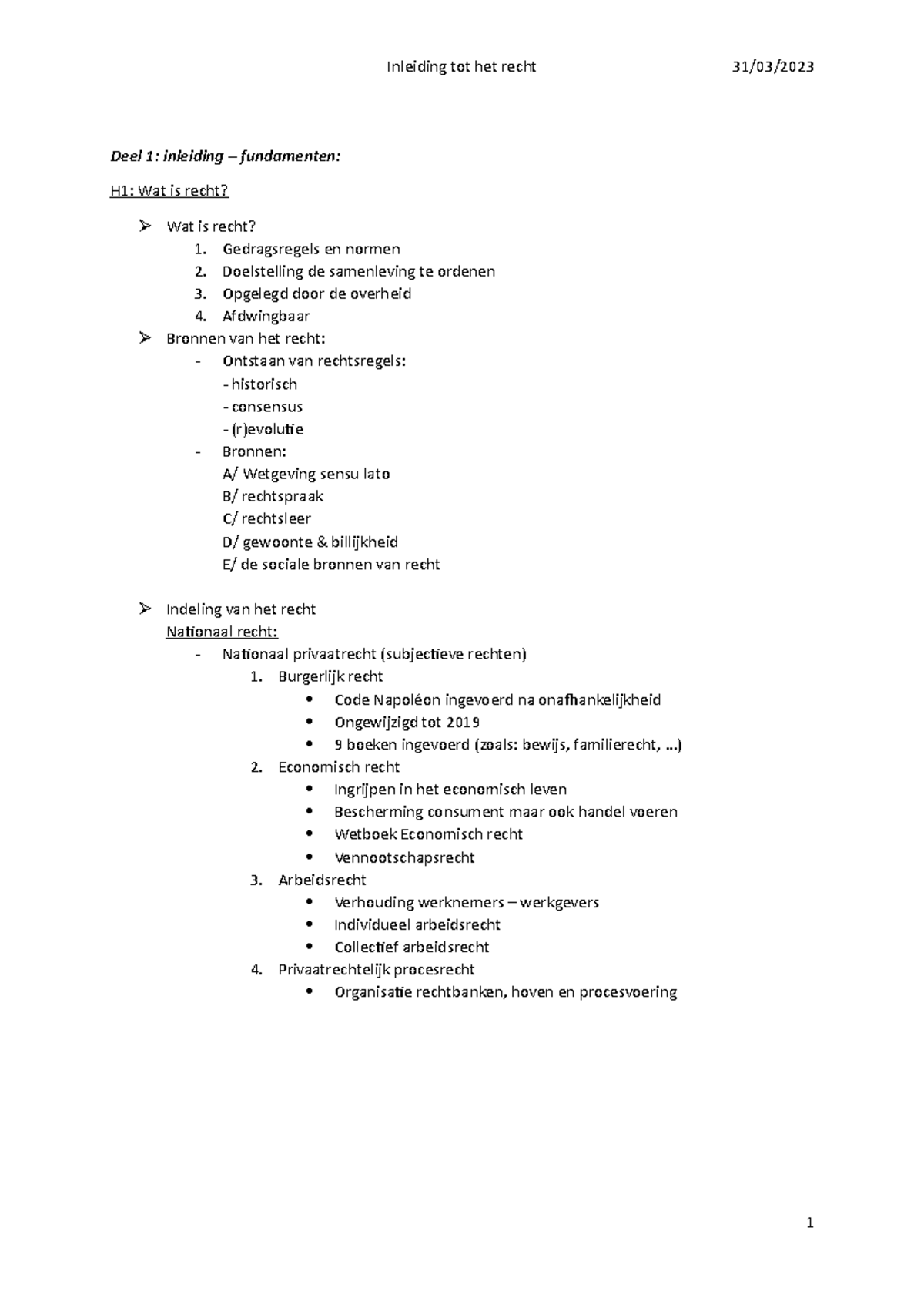 Inleiding tot het recht - Deel 1: inleiding – fundamenten: H1: Wat is ...