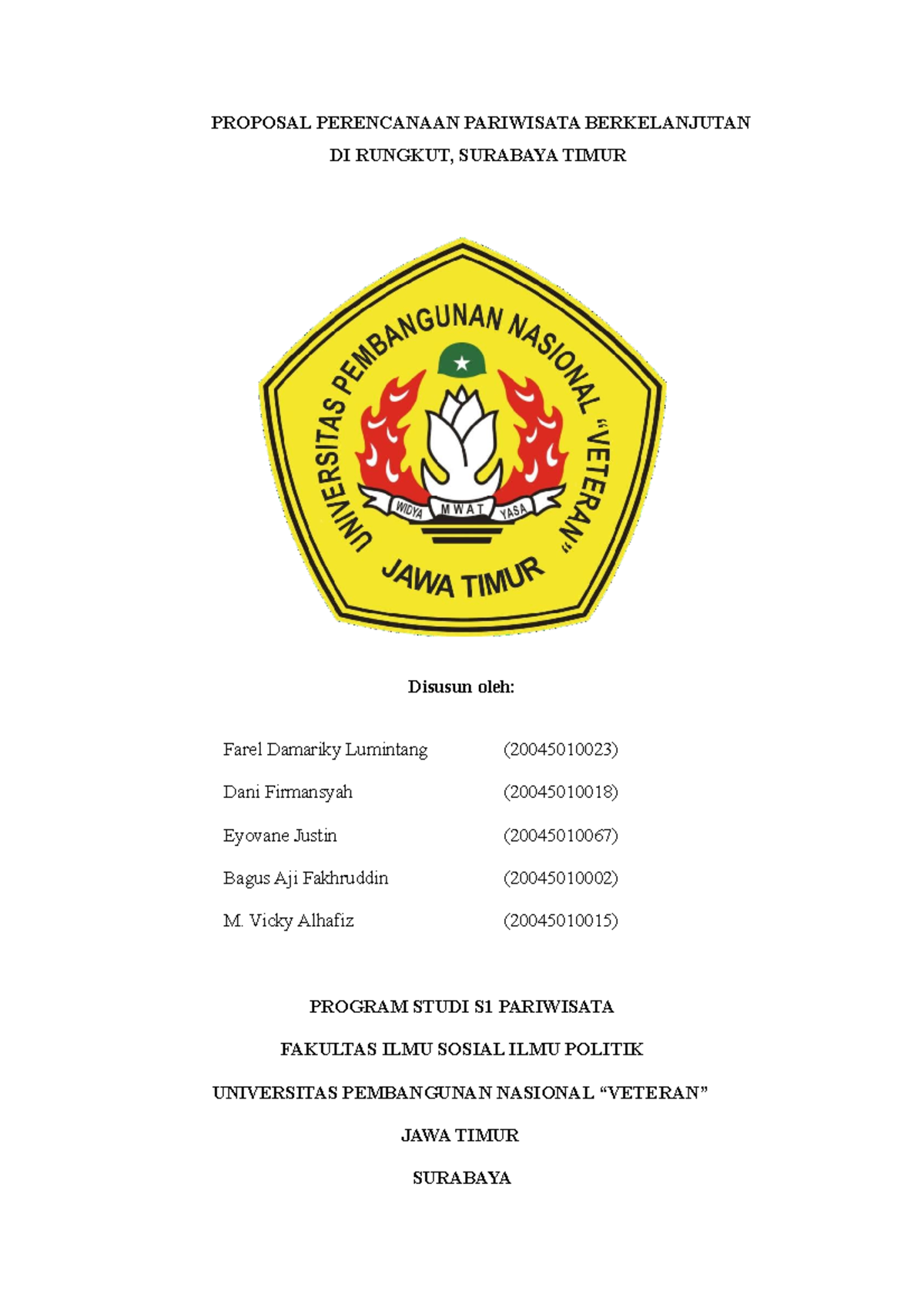 Proposal Perencanaan Pariwisata Berkelanjutan - PROPOSAL PERENCANAAN ...