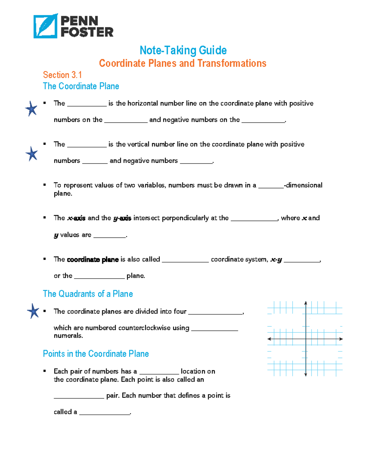 Guided Notes - Lesson 3 - 3.1 - 3.6 - Coordinate Planes and ...