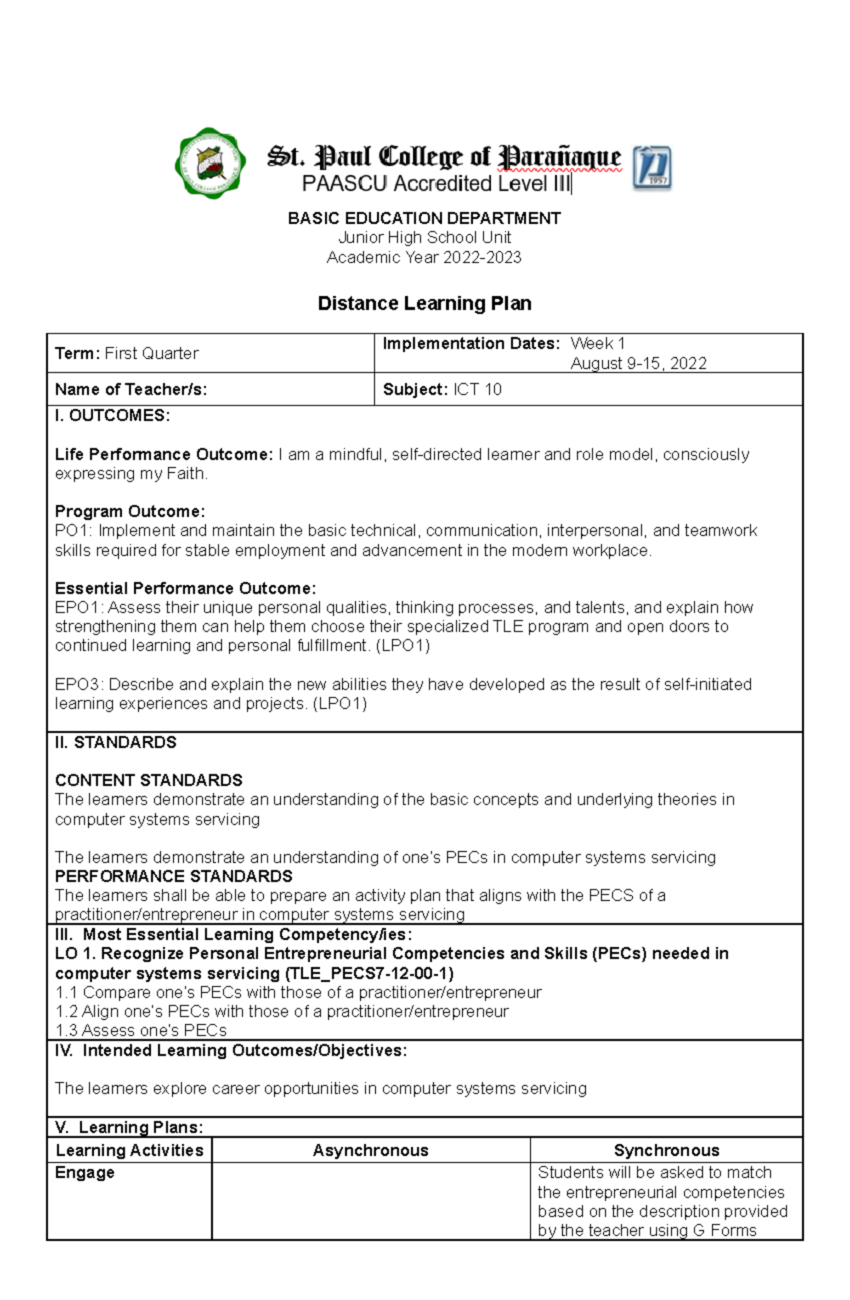 ICT 10 Week 1 - Coming from a personal work, this module tackles ...