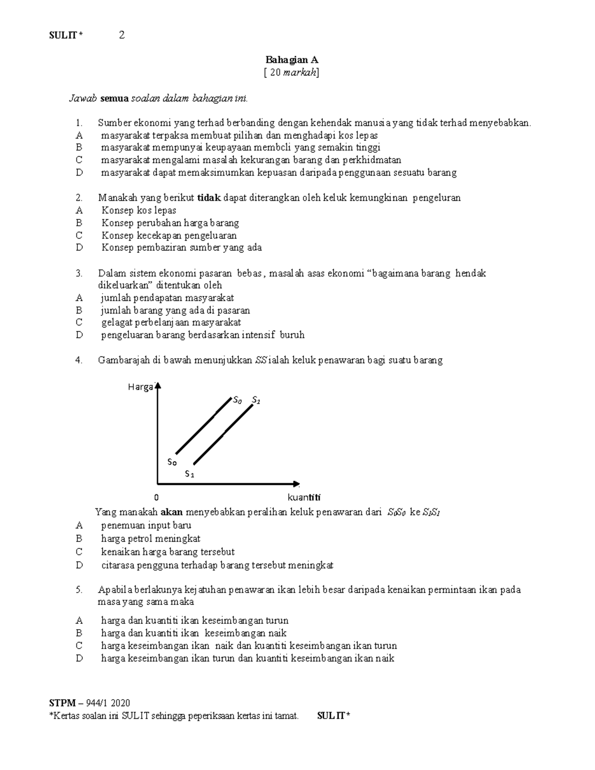 Soalan Ujian P1 2021 - Bahagian A [ 20 markah] Jawab semua soalan dalam bahagian ini. 1. Sumber ...