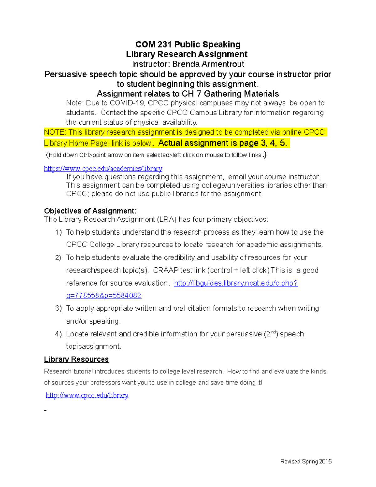 COM 231 Library Research Assignment (SP 2021) (arm) - COM 231 Public ...