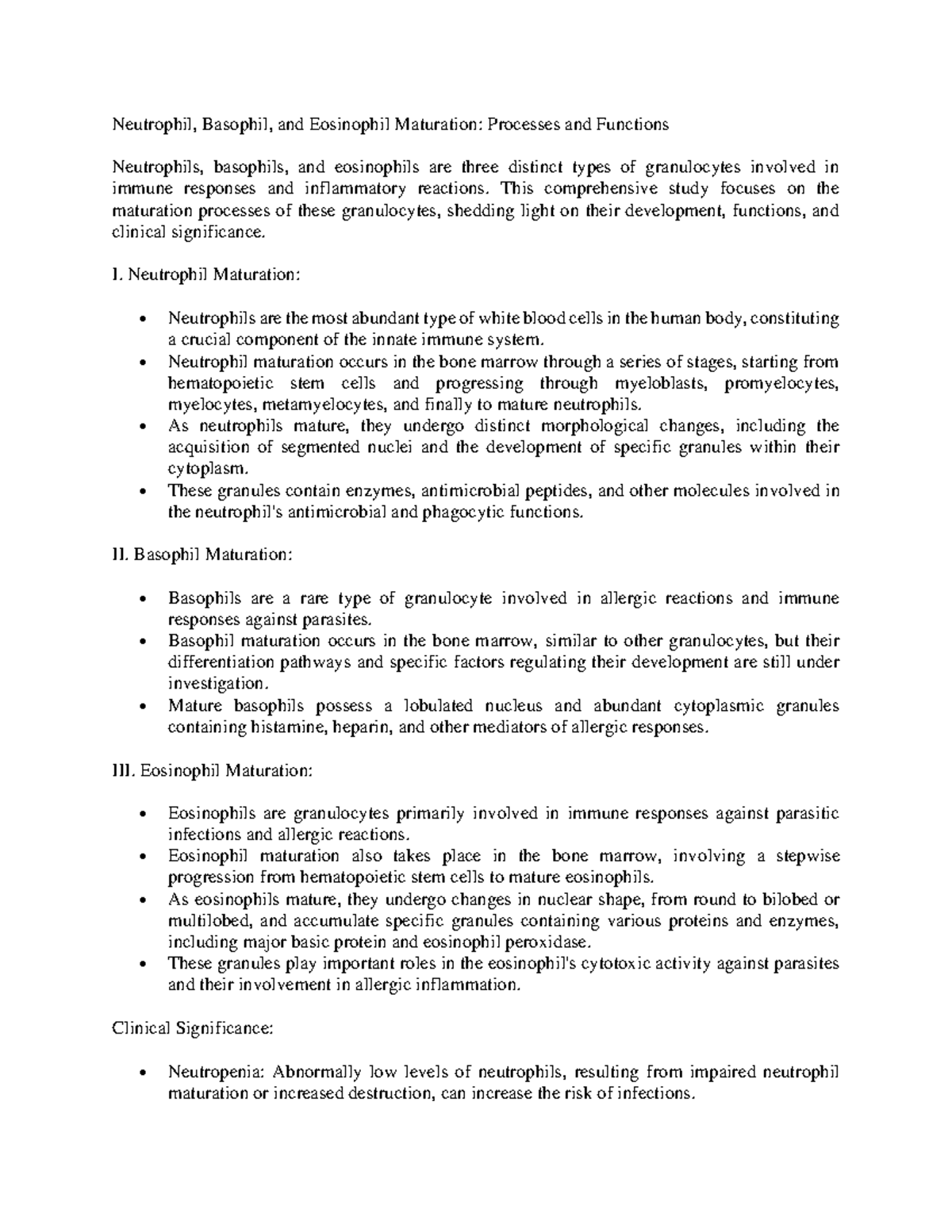 S - Neutrophil, Basophil, and Eosinophil Maturation- Processes and ...