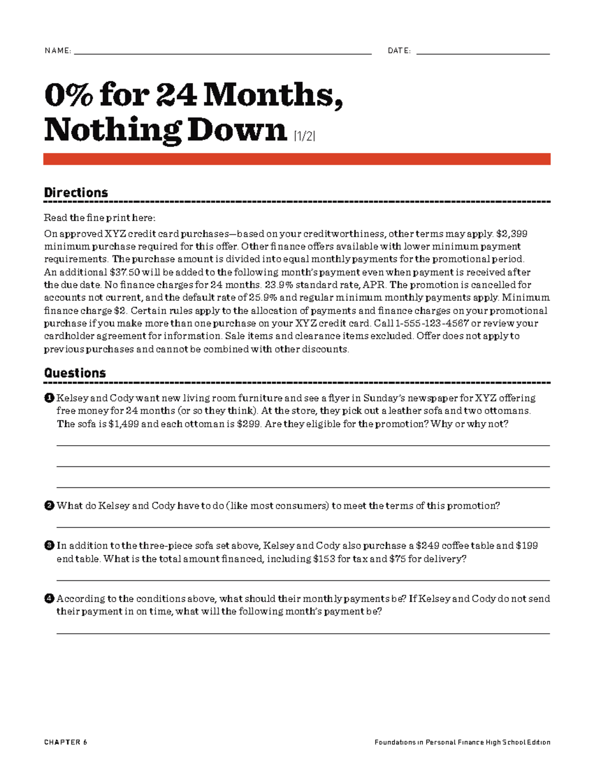 Activity 0% For 24 Months Nothing Down student - CH A P TER 6 ...