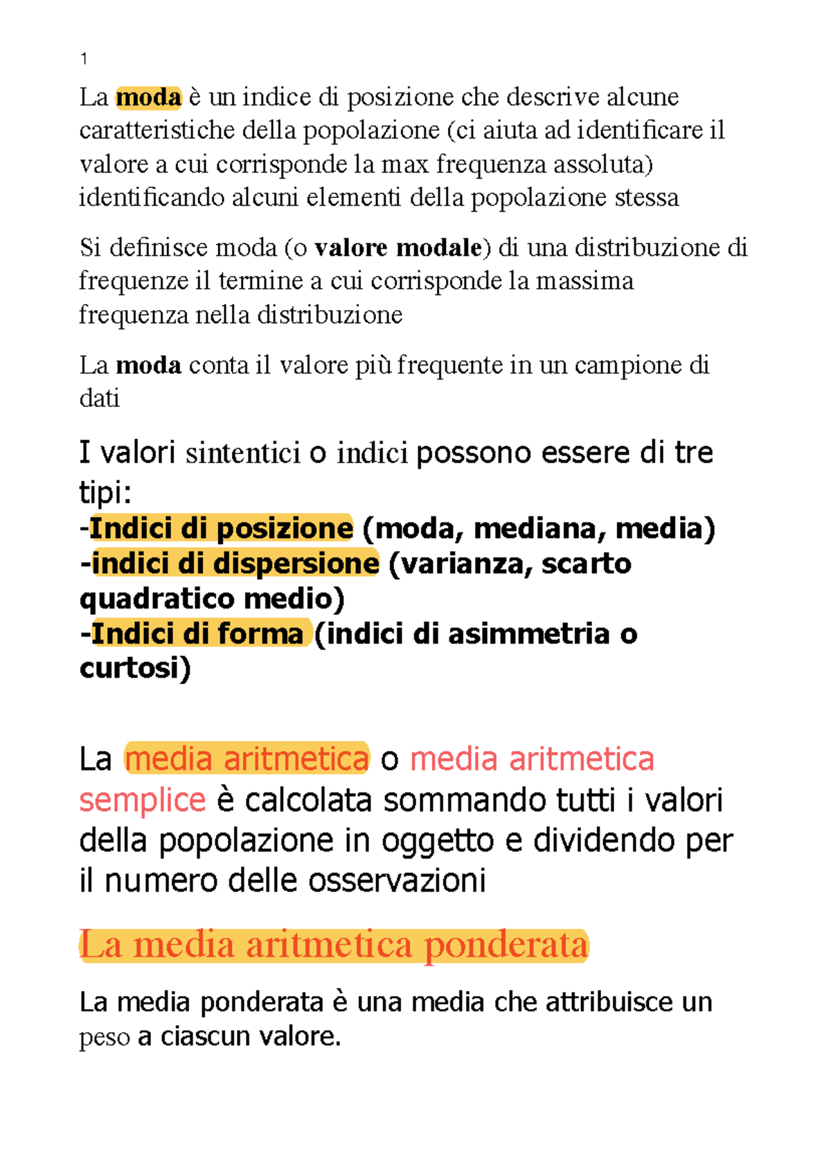 Statistica, media, mediana e moda - La moda è un indice di posizione ...