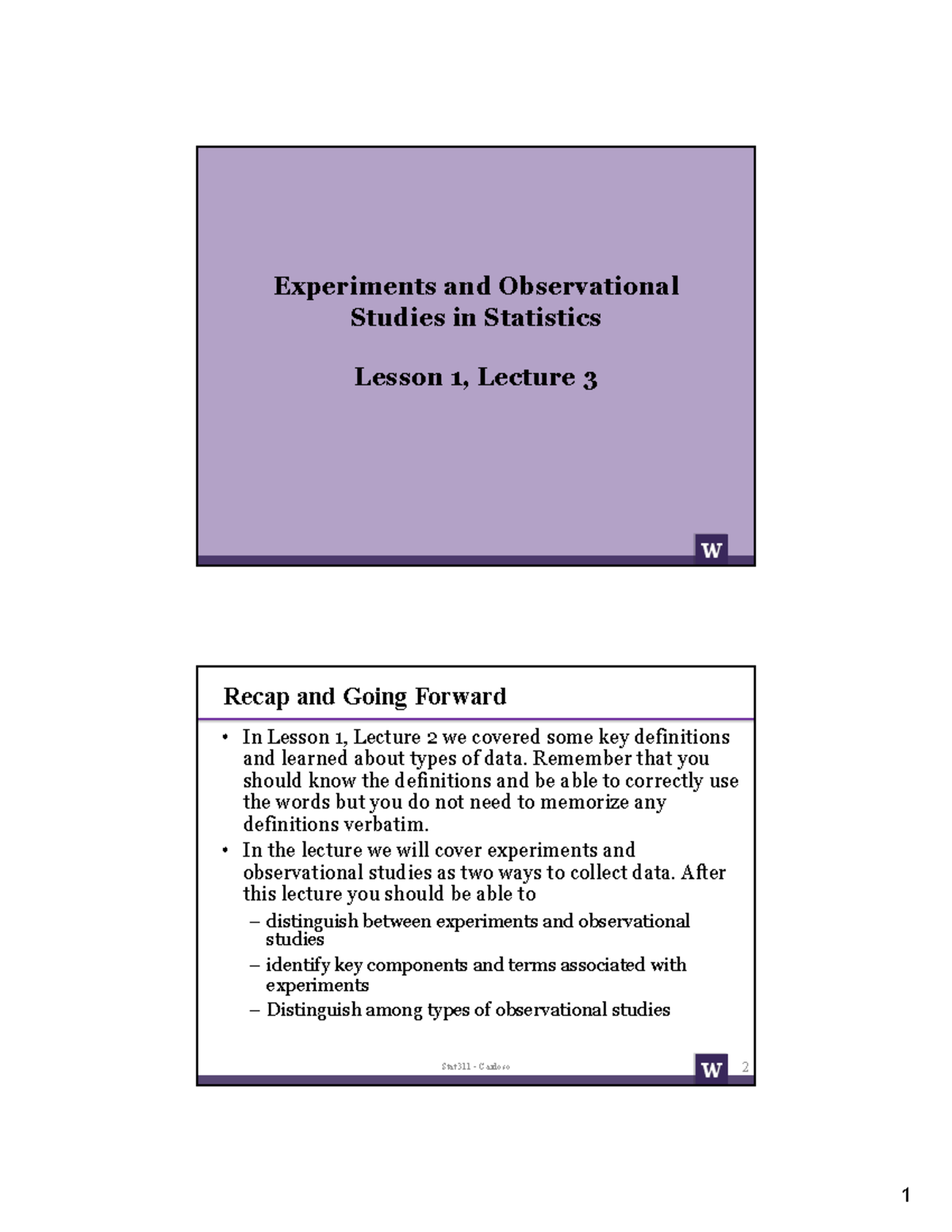 Stat311+-+Lesson 1-3 2Slides Per Page - Experiments and Observational ...