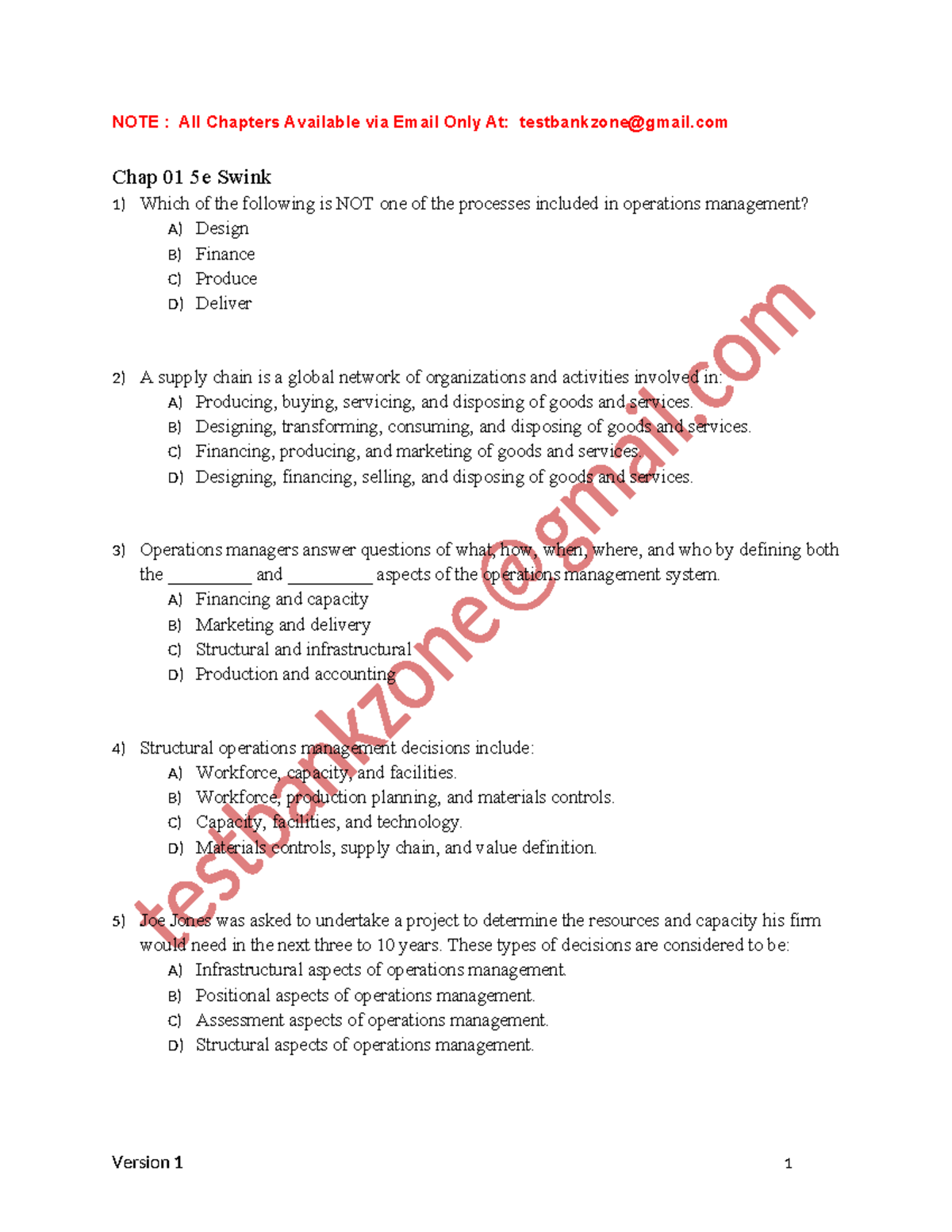 Test Bank ; Solutions For Managing Operations Across the Supply Chain ...