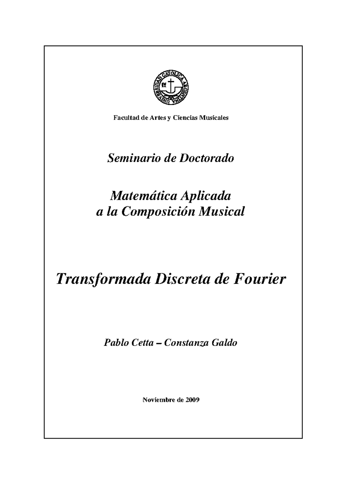 Dft Pablo Cetta - Facultad de Artes y Ciencias Musicales Seminario de ...