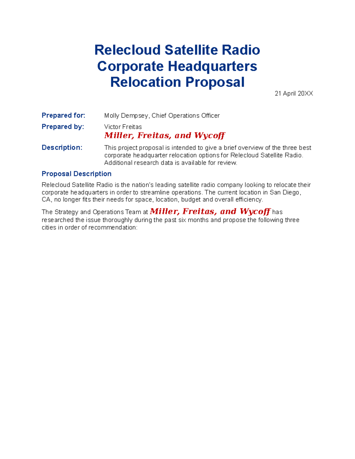 Relecloud Satellite Proposal Final Update - Relecloud Satellite Radio ...