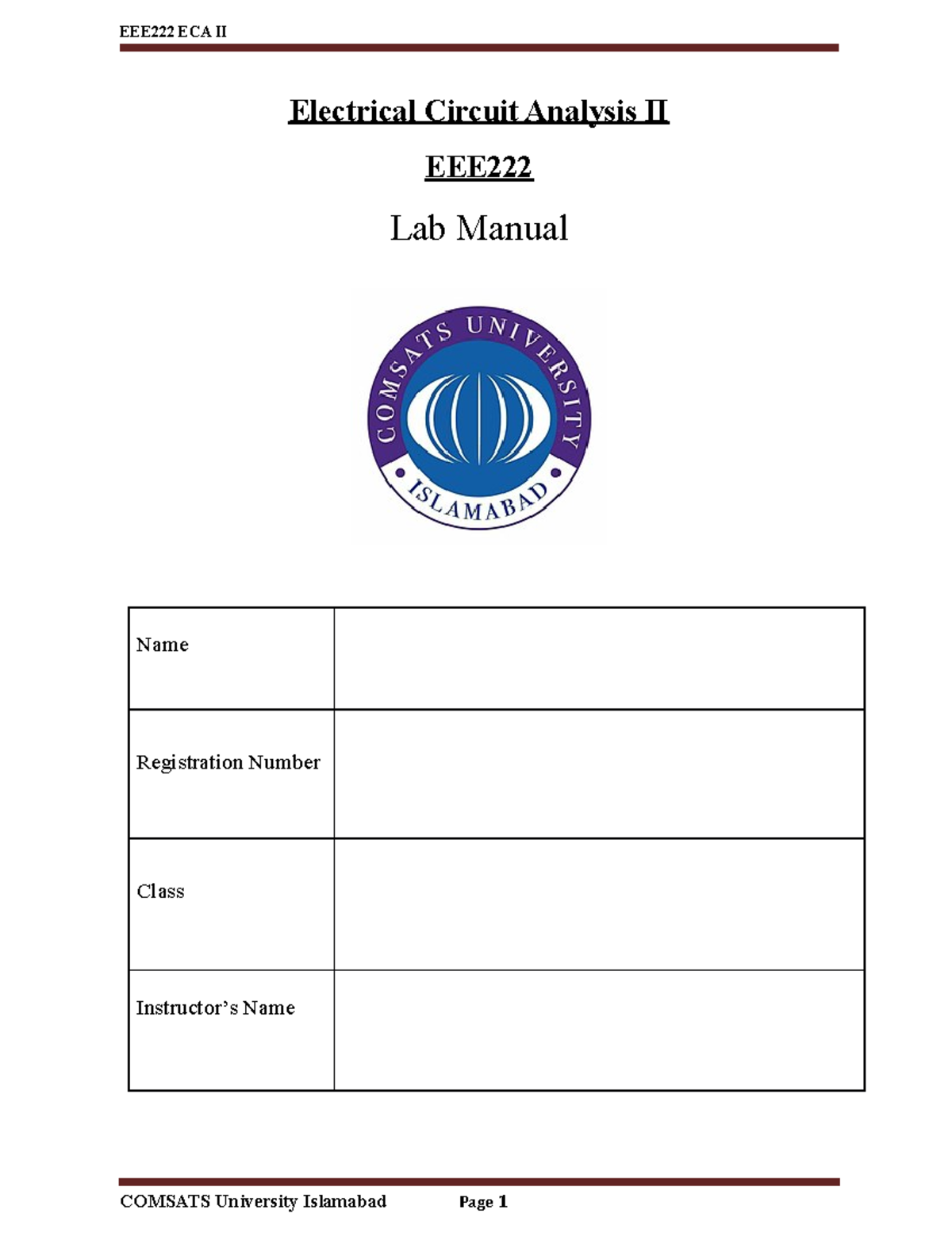 EEE ECA-II Rev 3 new - LAB MANUAL - EEE222 ECA II Electrical Circuit Analysis II EEE Lab Manual ...