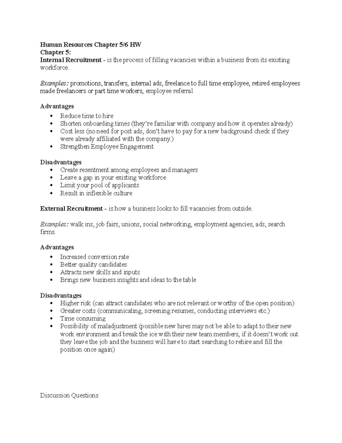 Human Resources Chapter 5:6 - Examples: promotions, transfers, internal ...