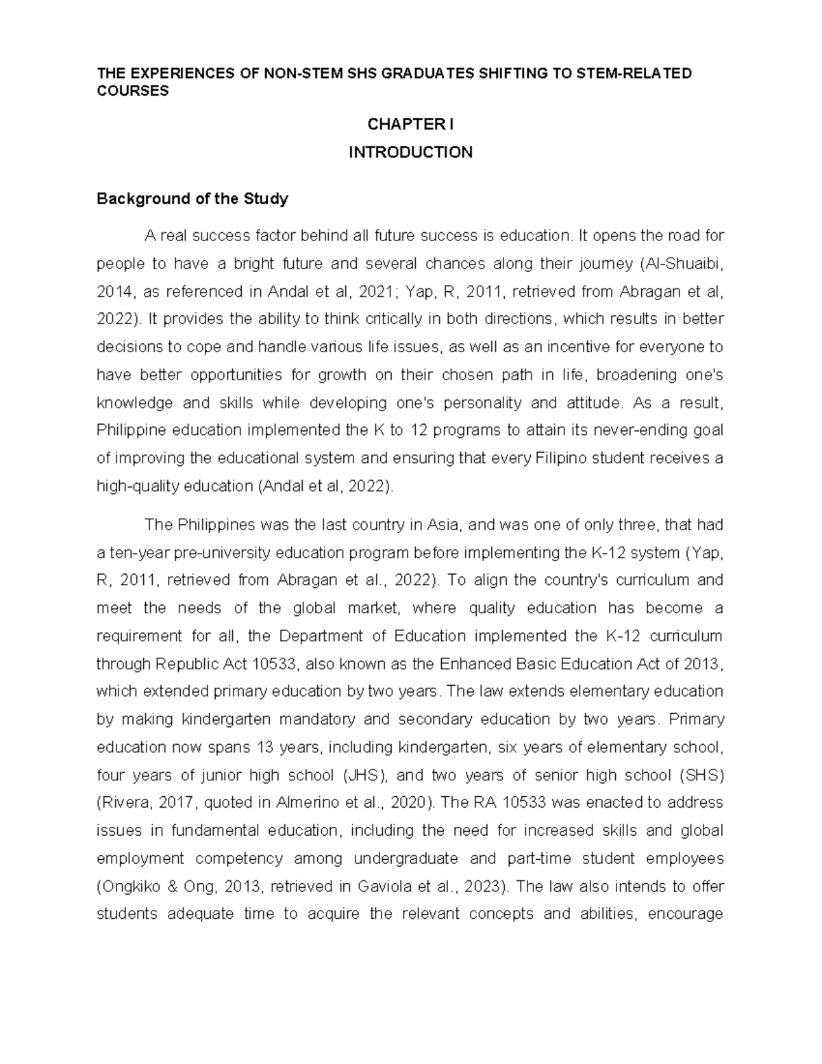 CHAP 1-3 in research bchs - COURSES CHAPTER I INTRODUCTION Background ...