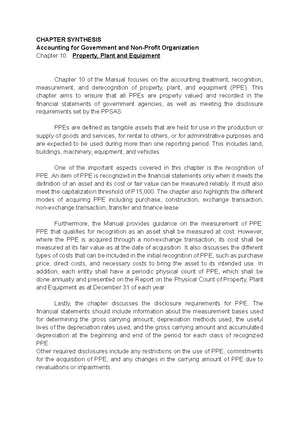 Chapter 9 Synthesis - CHAPTER SYNTHESIS Accounting for Government and ...