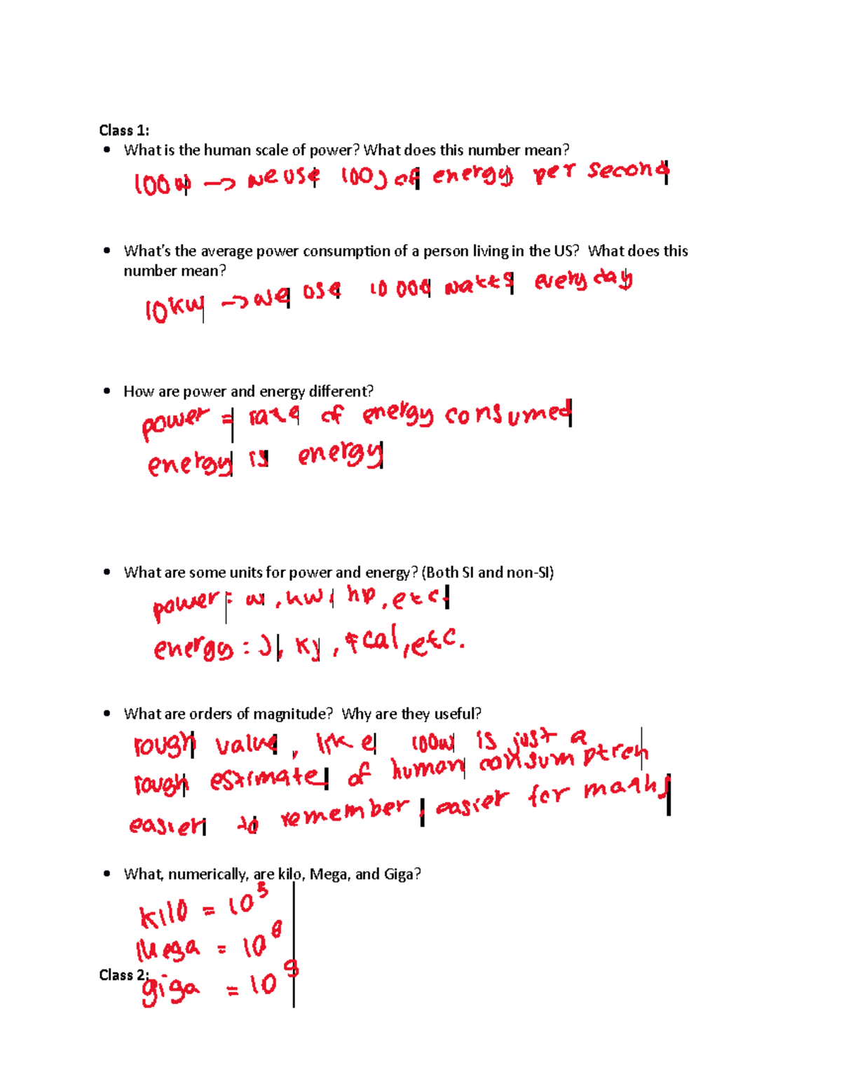 Physics 161 Midterm Study Guide - Class 1: What is the human scale of ...