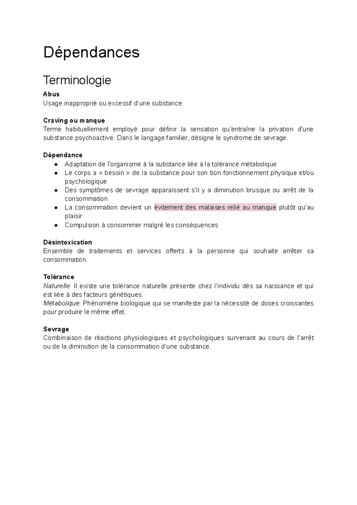 Dépendances - Notes soins infirmiers importantes. - Dépendances ...