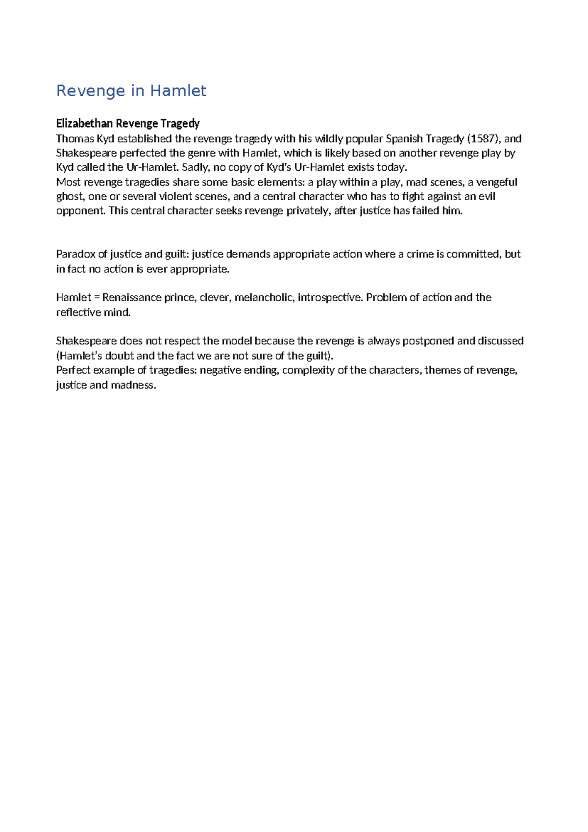 Revenge in Hamlet - Revenge in Hamlet Elizabethan Revenge Tragedy ...