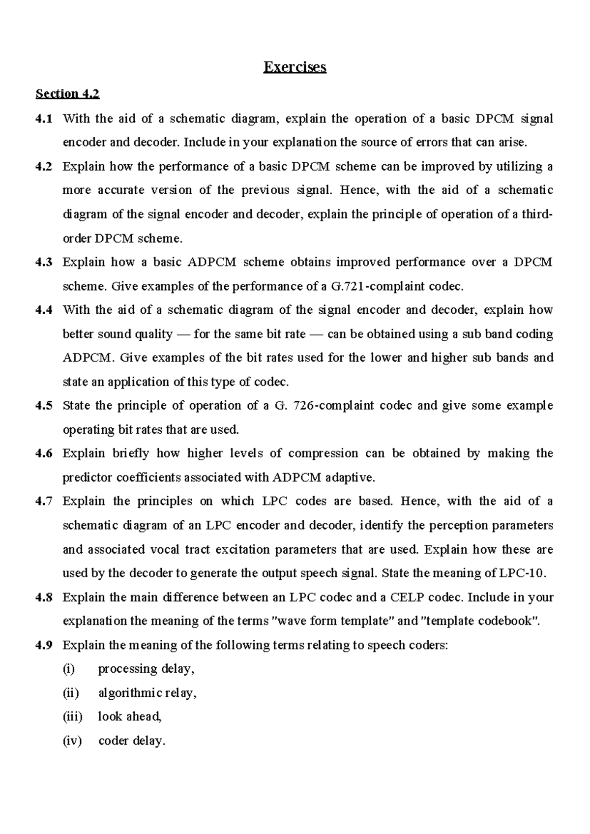 Multimedia Communications Chapter 4 Questions - Exercises Section 4. 4 ...