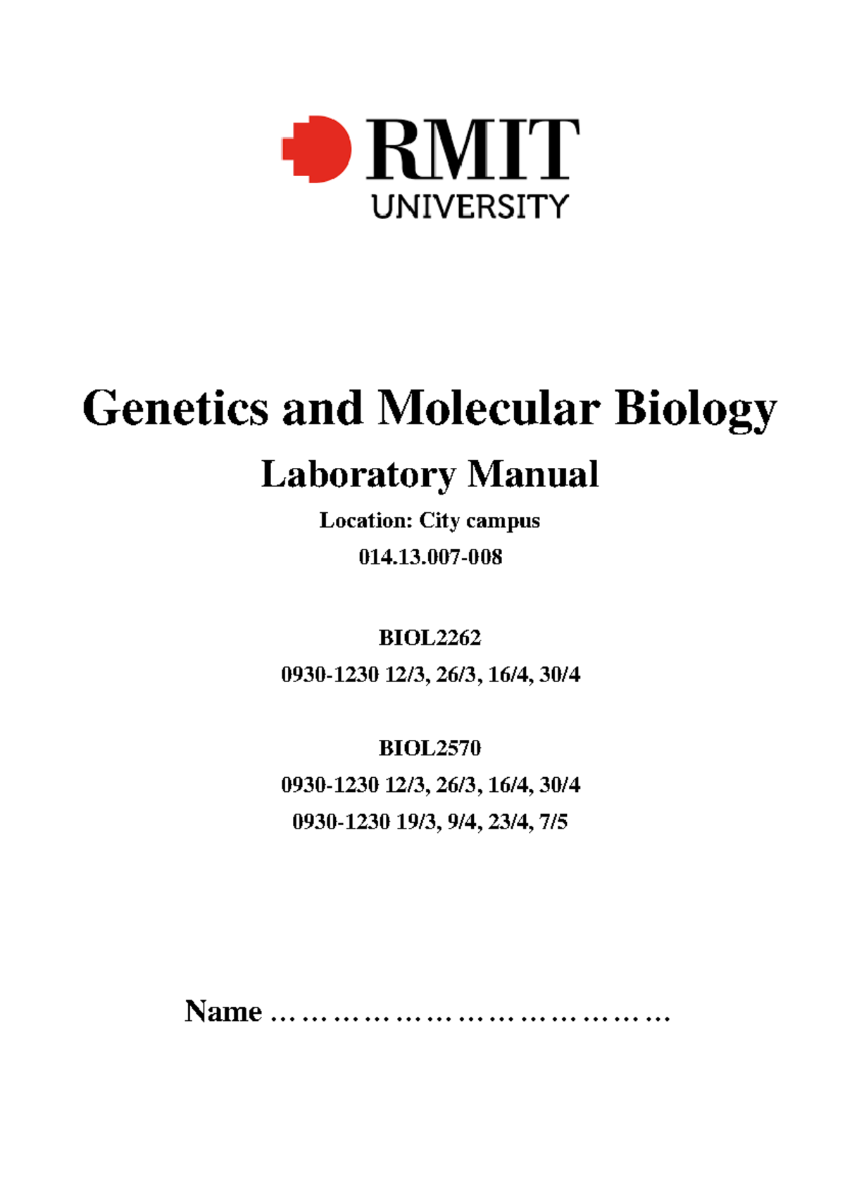 BIOL2262 BIOL2570 manual 2024 - Genetics and Molecular Biology ...