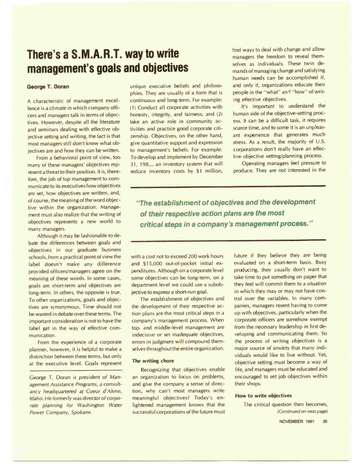 There's a Smart way to write management's goals and objectives - HIST ...