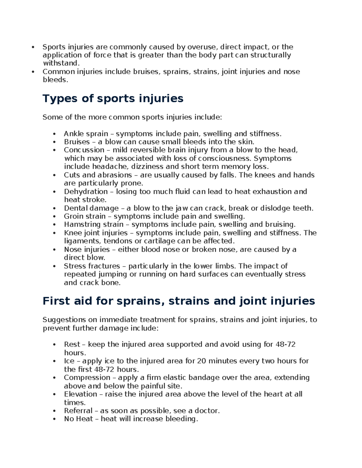 Sports-injuries - Sports injuries are commonly caused by overuse ...
