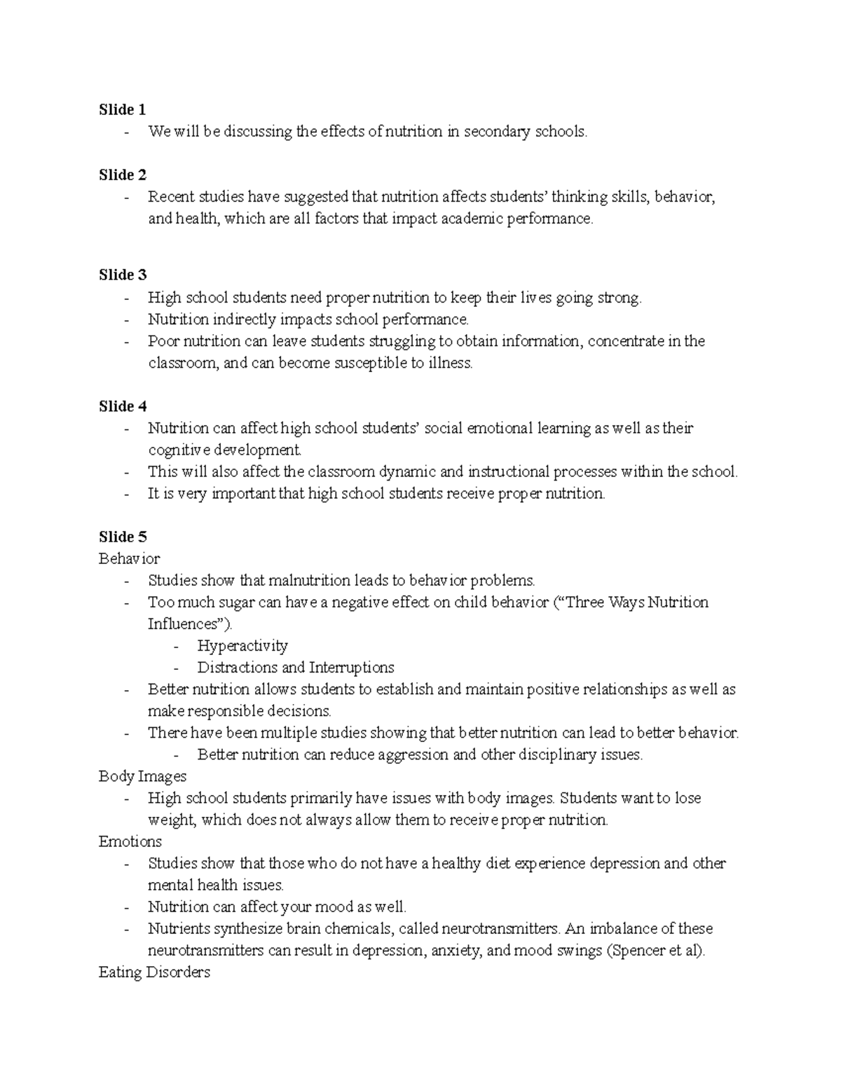 Nutrition In Secondary School Presentation Notes - Slide 1 - We will be ...