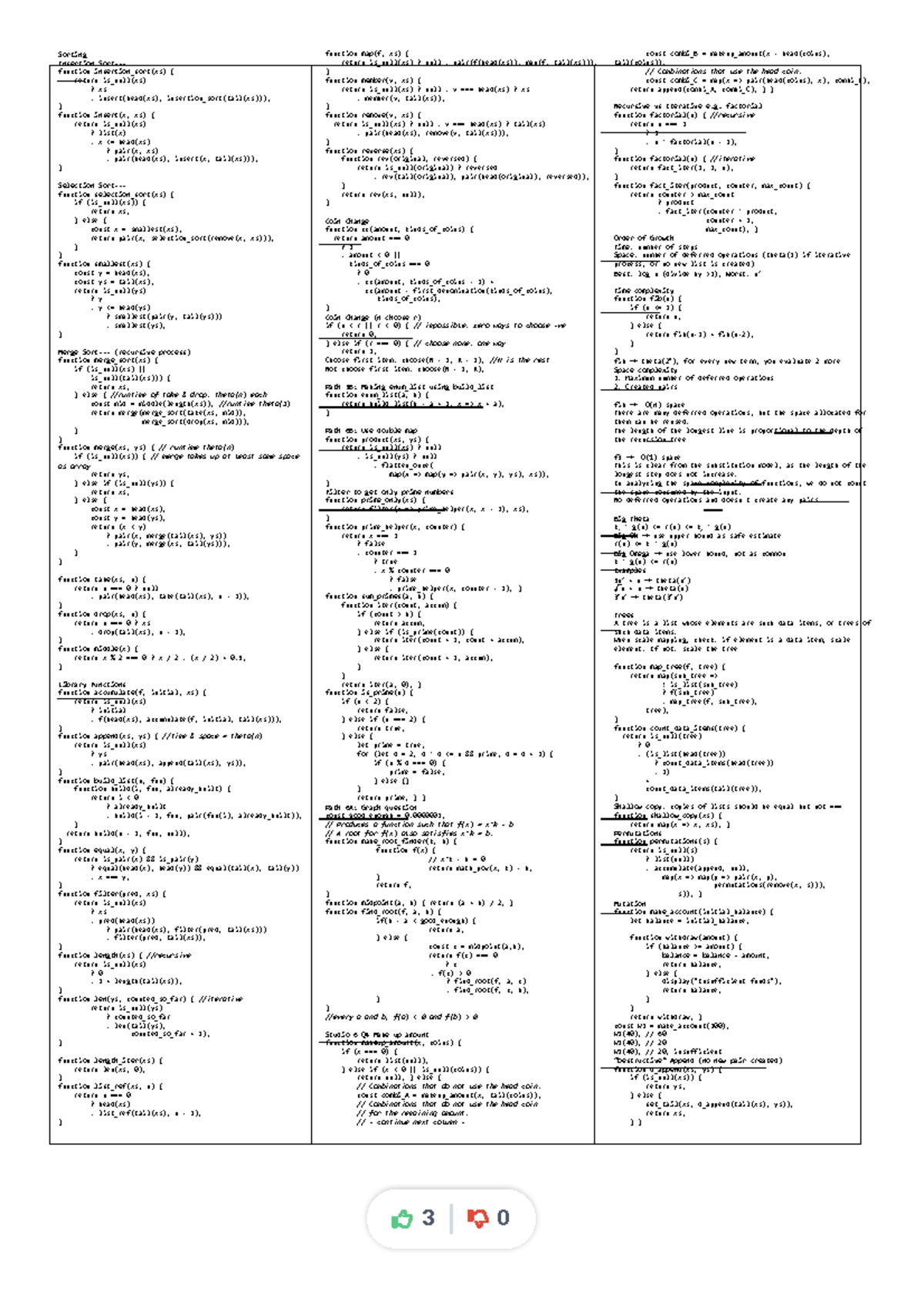 Dlstudocu - cheatsheet for finals - Sorting Insertion Sort- function ...