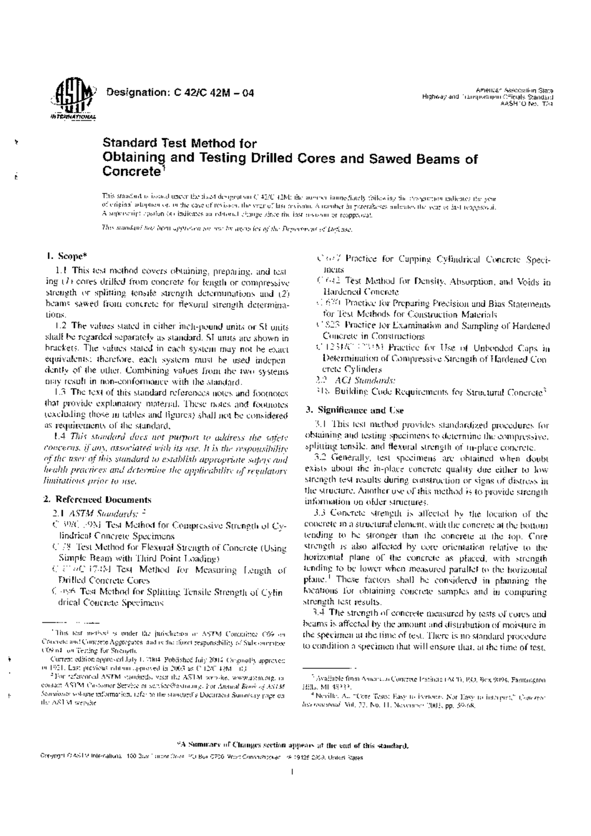 ASTM C42 C42M 04 - ASTM - Electrical engineering - Studocu