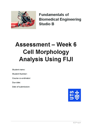 Cell Morphology Analysis - Assessment – Week 6 Cell Morphology Analysis ...
