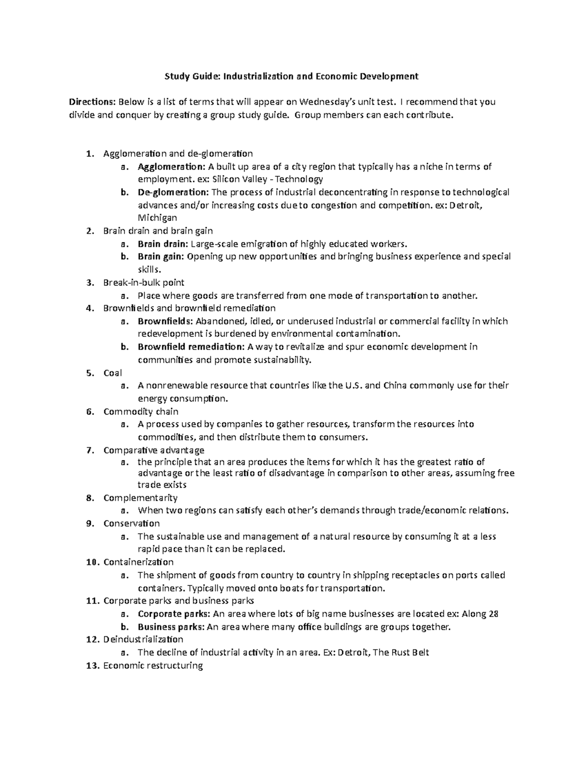 CHECKED AND GRADED Study Guide for Industrialization and Economic ...
