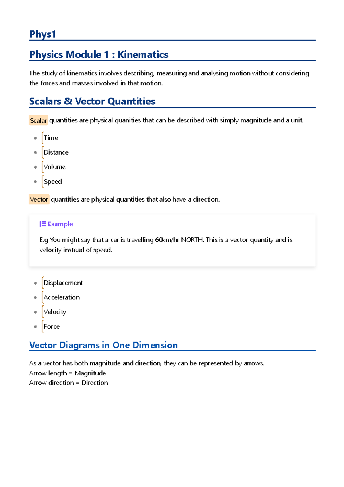 Physics module 1 - The study of kinematics involves describing ...