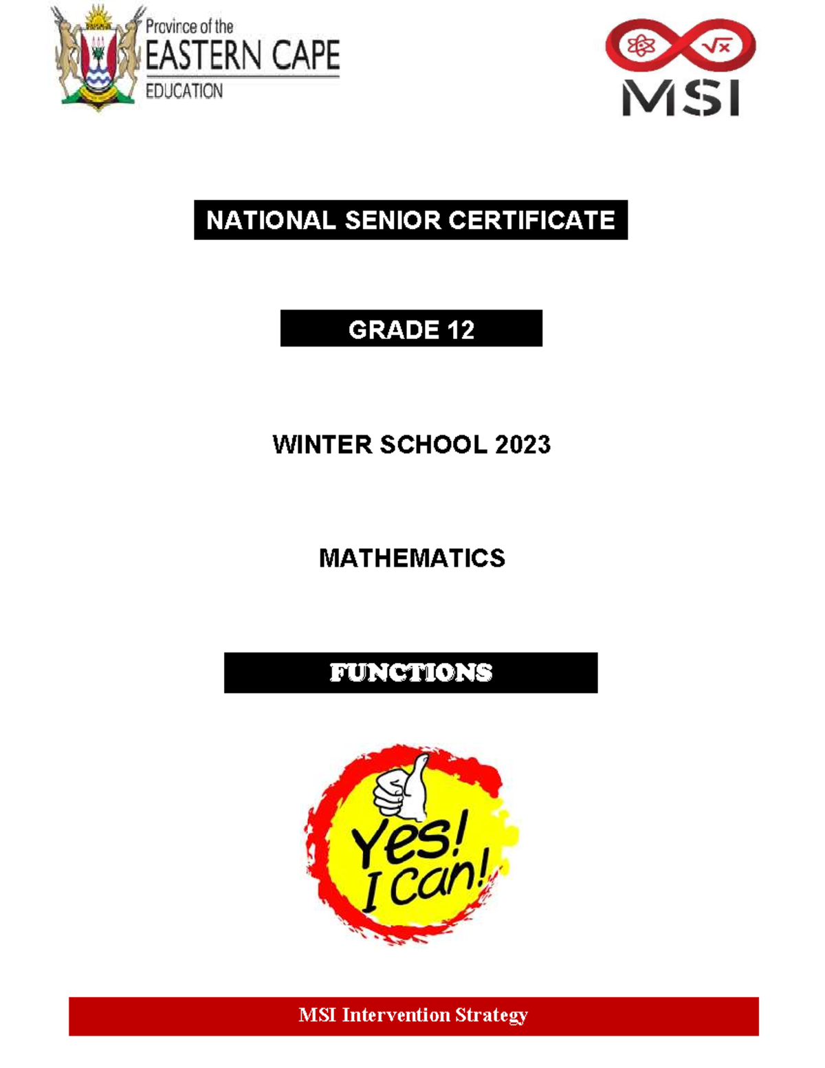 Functions material - 1 MSI Mathematics and Physical Sciences ...