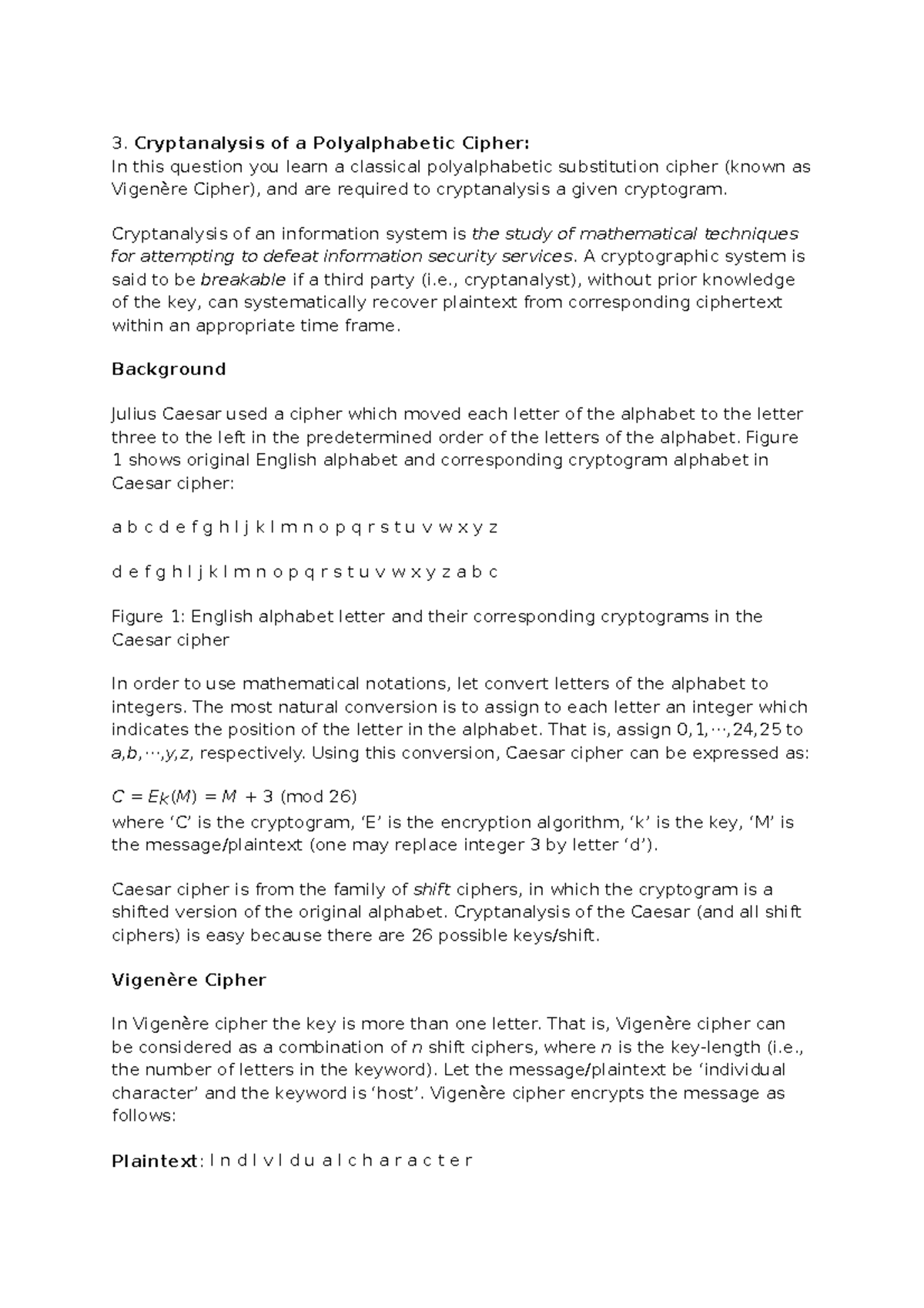Q3 A2 - this the Q3 of assignment 2 - Cryptanalysis of a Polyalphabetic ...