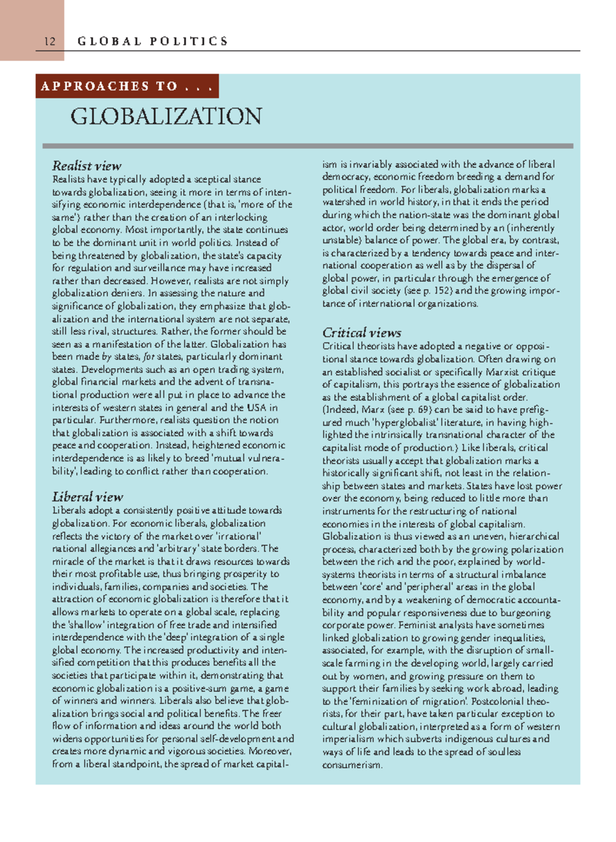 Applying IR Theories on Different Issues - 12 G L O B A L P O L I T I C ...