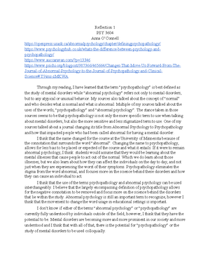 Gender Assignment - Gender Assignment PSY 3666 Anna O’Connell Describe ...