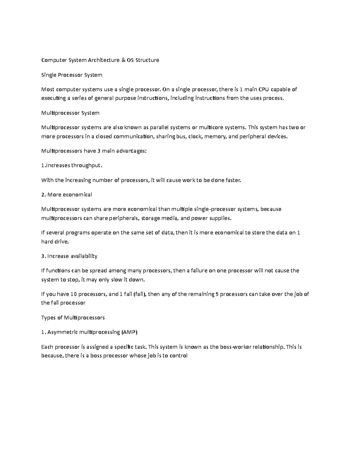 Multiprocessor System Computer System Architecture And Os Structure Single Processor System Most 4932