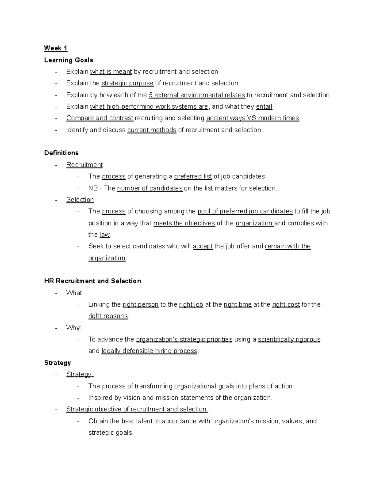 Week 1 - Week 1 material summarized - Week 1 Learning Goals - Explain ...