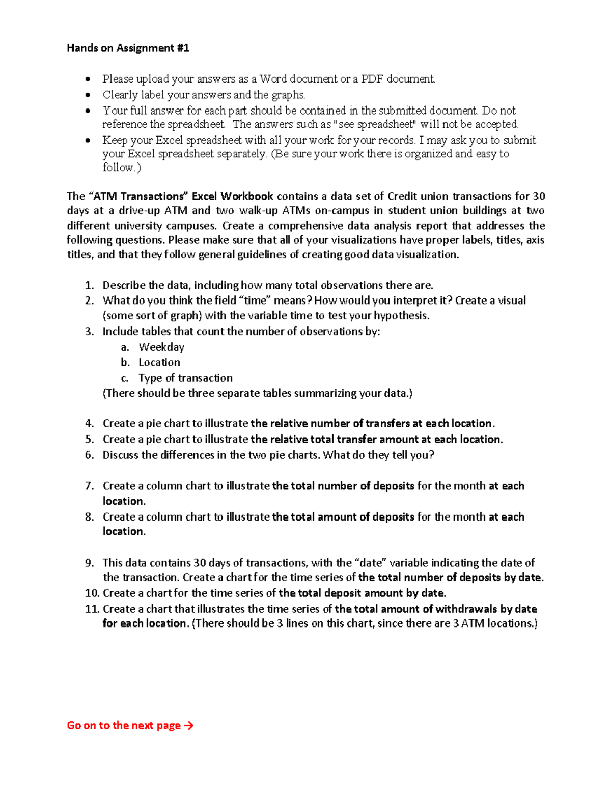 BUS 240 Hands-on Assignment 1 - Hands on Assignment # Please upload your answers as a Word ...