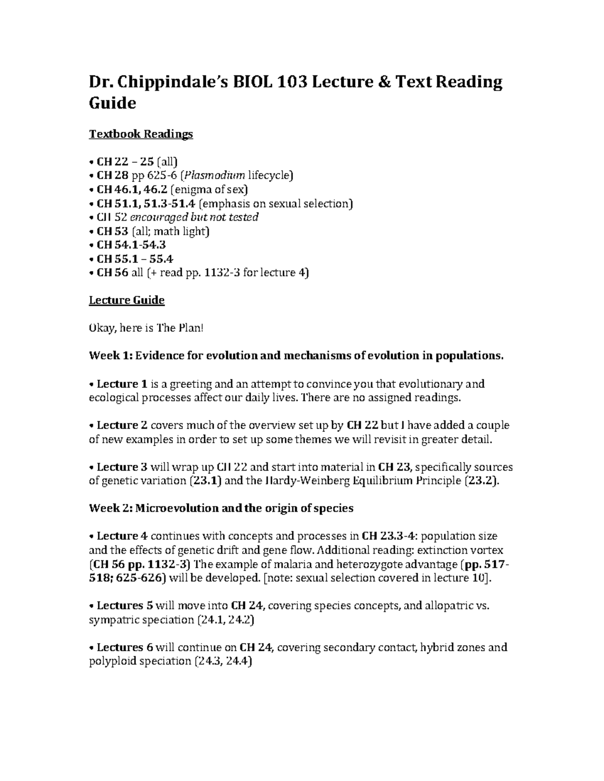 BIOL 103 Reading Guide 2017 1 - Dr. BIOL 103 Lecture Text Reading Guide ...