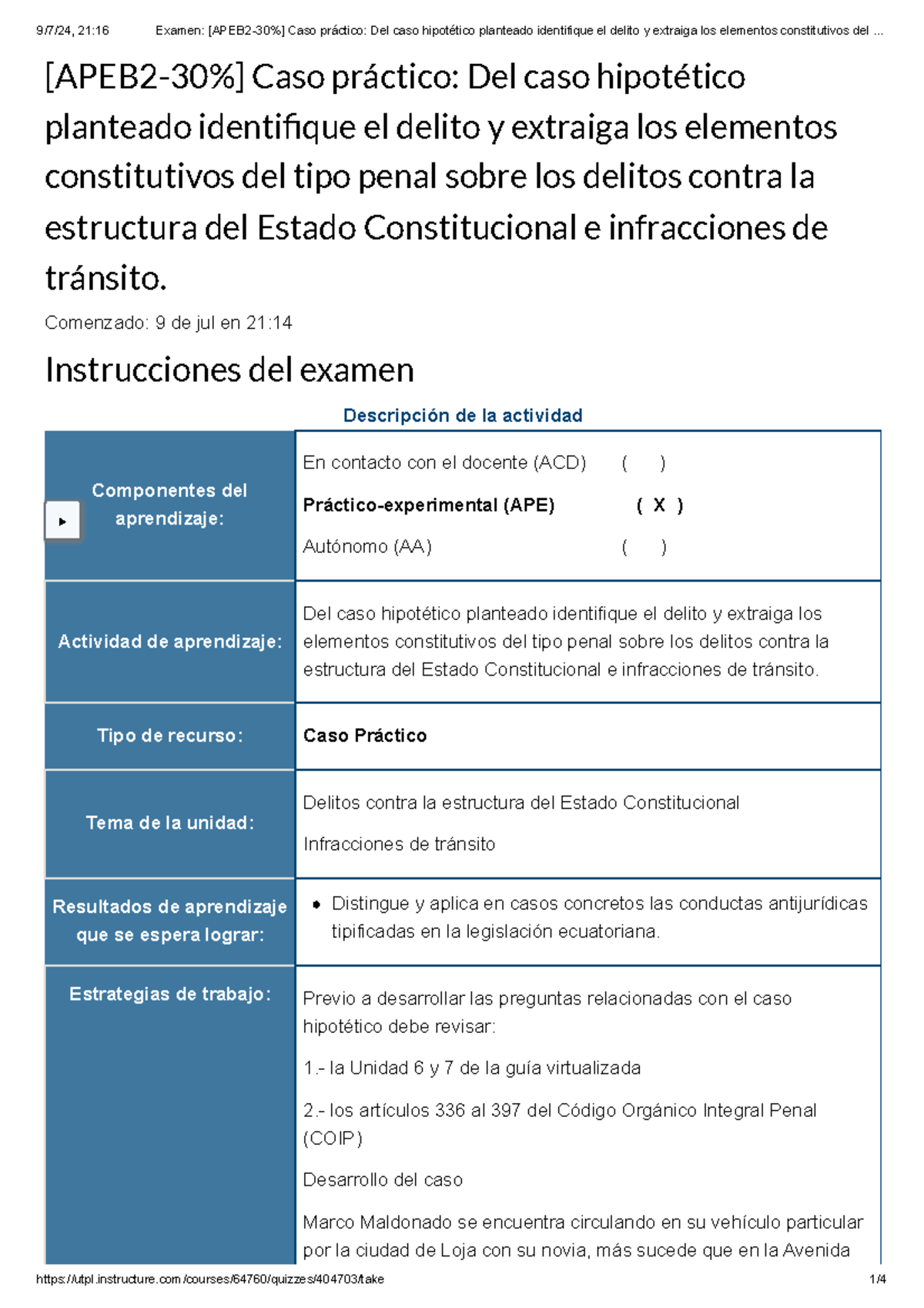 Examen [APEB 2-30%] Caso práctico - [APEB2-30%] Caso práctico: Del caso hipotético planteado ...